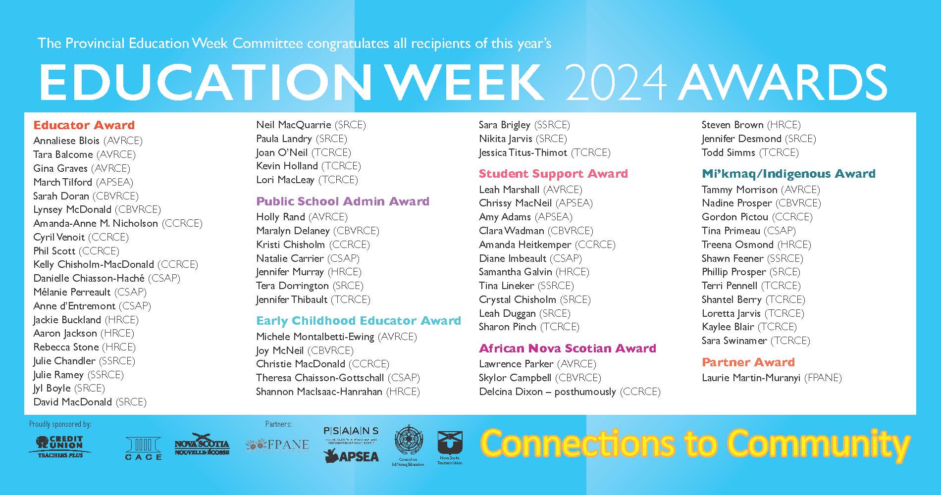 Education Week 2024 : Connections to Community | PSAANS